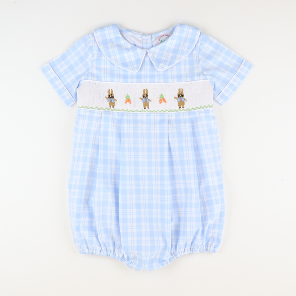 Smocked Classic Storybook Rabbits Boy Collared Bubble - Light Blue ...